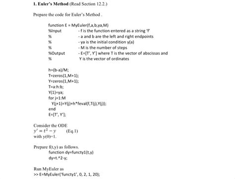 Solved Solve This By Using Euler S Method Attached Is A Chegg