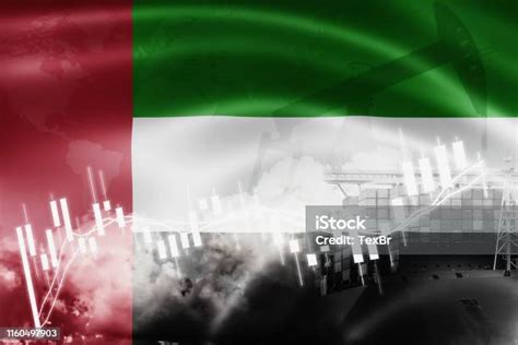 아랍 에미리트 국기 주식 시장 무역 경제 및 무역 석유 생산 수출 및 수입 비즈니스 및 물류 컨테이너 선박 0명에 대한 스톡 사진 및 기타 이미지 Istock