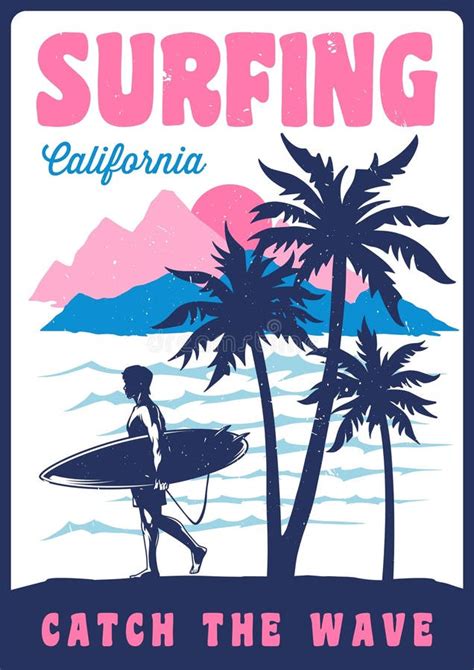Surfing Ca Palms Stock Vector Illustration Of Trees 452524774