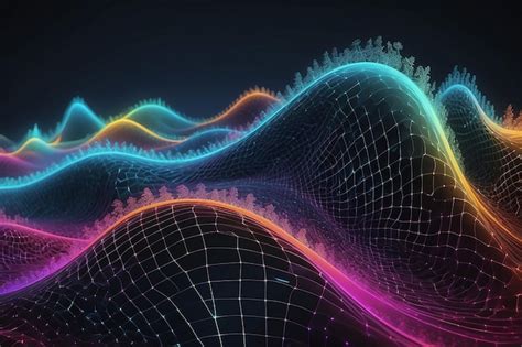 Premium Photo 3d Wave Points Fractal Grid Futuristic Science