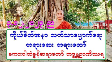 ကိုယ္စိတ္အနာ သက္သာေပ်ာက္ေရး တရားေဆး တရားေတာ္ စကားဝါတံခြန္ဆရာေတာ္ ဘဒၵႏၲဉာဏိႆရ ၃ ၁၂ ၂၀၂၃ ည Youtube