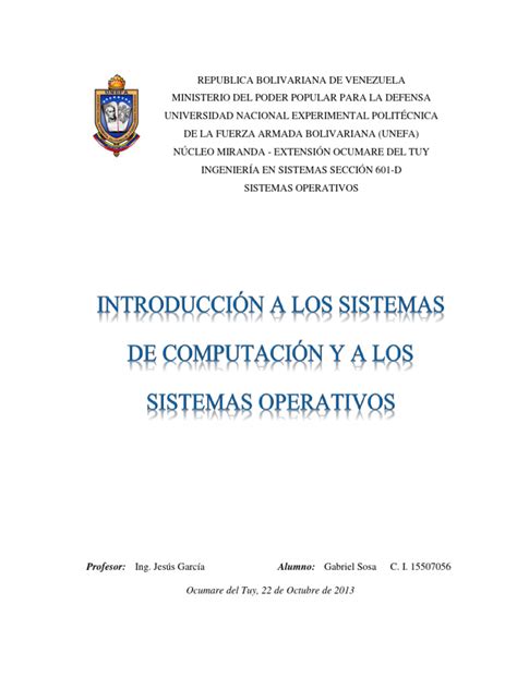 Introducción A Los Sistemas De Computación Y A Los Sistemas Operativos Pdf Programa De