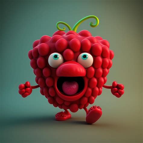 Premium Ai Image A Raspberry Character With A Green Tongue And A