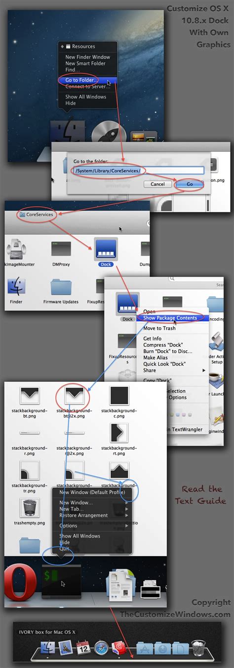 customize os x 10 8 x dock with own graphics