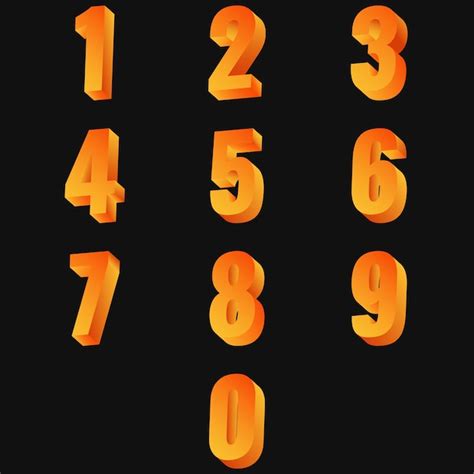 Premium Vector Orange Gradient Numbers Digits 3d Effect