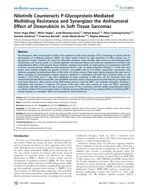 Pdf Nilotinib Counteracts P Glycoprotein Mediated Multidrug