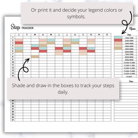 Step Tracker Printable Pdf Steps Counter Printable Pdf Count My Steps