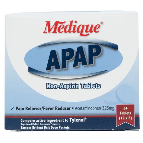 Medique 14564 Apap Acetaminophen Tablets 24 Box