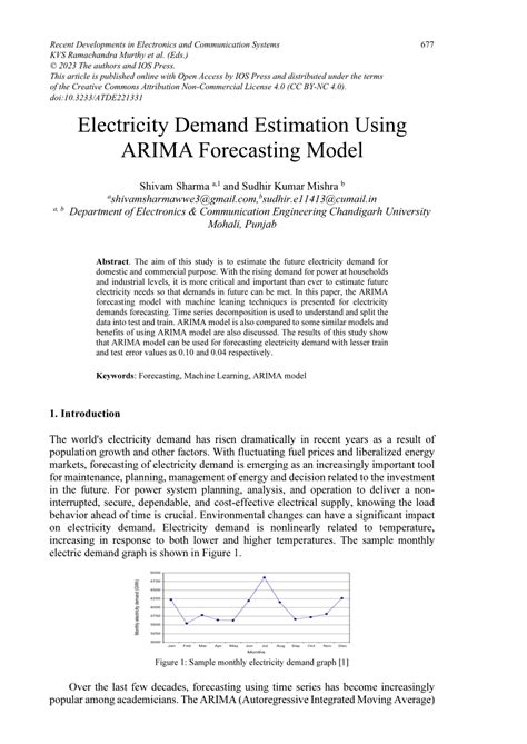 Pdf Electricity Demand Estimation Using Arima Forecasting Model