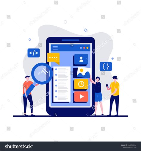 Ux Ui Design Concept Character Programmer Stok Vektör Telifsiz