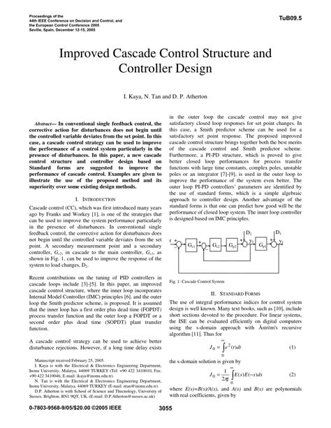 Pdf Improved Cascade Control Structure And Controller Design Pdf Improved Cascade Control Structure And Controller Design