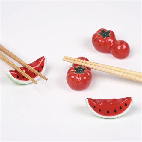 문고리닷컴 수박 토마토 수저 젓가락 받침 4개 세트 위시버킷