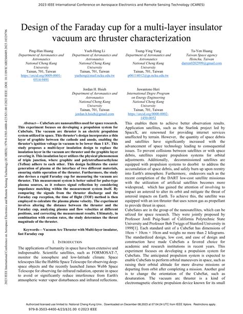 Pdf Design Of The Faraday Cup For A Multi Layer Insulator Vacuum Arc
