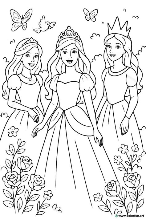 Dibujo Para Colorear De Barbie Y Sus Princesas Descargar O Imprimir De