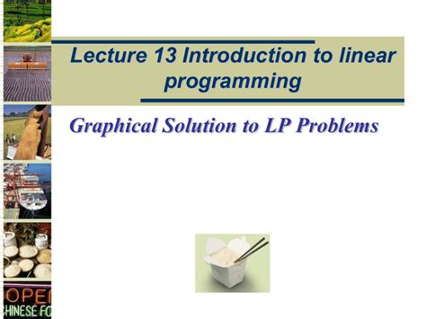 Linear Programming Graphical Solutions And Model Formulation