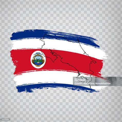 브러시 스트로크와 빈지도 코스타리카에서 코스타리카의 국기 높은 품질의지도 코스타리카와 투명 배경에 플래그 스톡 벡터입니다 벡터 일러스트 레이션 Eps10 코스타리카에 대한