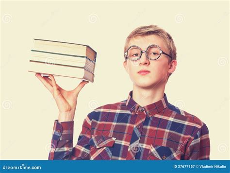 Nerd Guy With Books Stock Image Image Of Geek Person 37677157