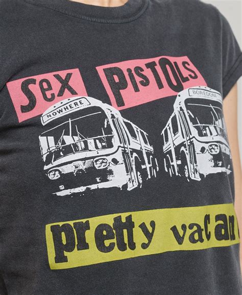 Womens Sex Pistols Limited Edition Cap Sleeve T Shirt In Heavy Amp Black Superdry Uk