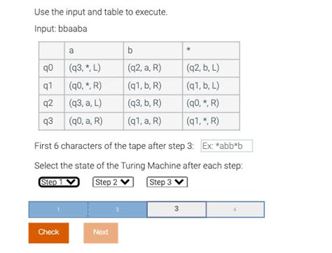 Solved Use The Input And Table To Execute Input Bbaaba