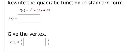 answered rewrite the quadratic function in… bartleby