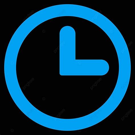 Clock Flat Blue Color Icon Black Background Time Pointer Vector Black