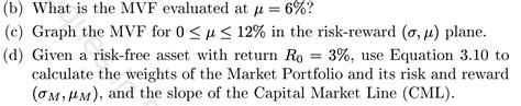 5 Minimum Variance Frontier Given 3 Assets Whose