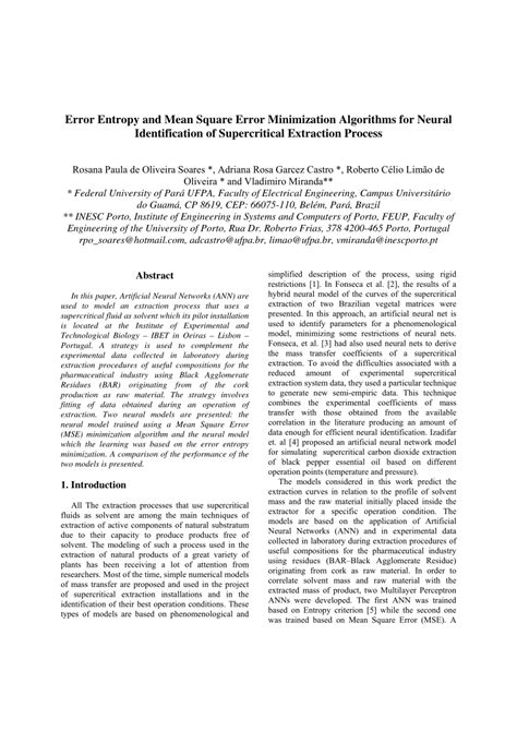 Pdf Error Entropy And Mean Square Error Minimization Algorithms For Neural Identification Of