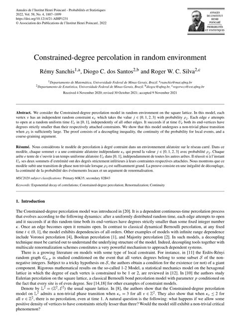 Pdf Constrained Degree Percolation In Random Environment