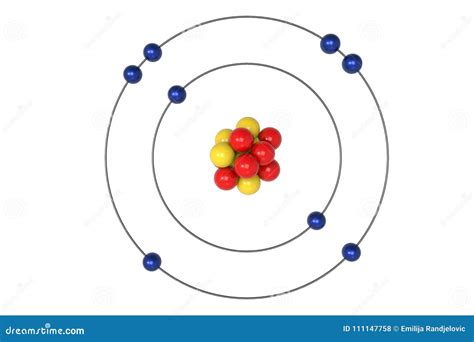 Oxygen Atom Bohr Model With Proton Neutron And Electron Stock Illustration Illustration Of