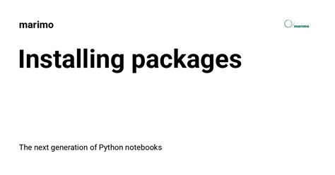 Installing Packages Marimo