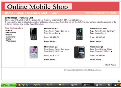 Software Projects Online Mobile Shop