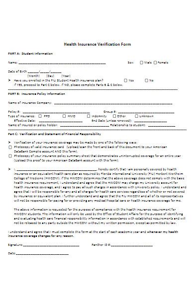 Free 50 Medical Insurance Verification Forms Download How To Create