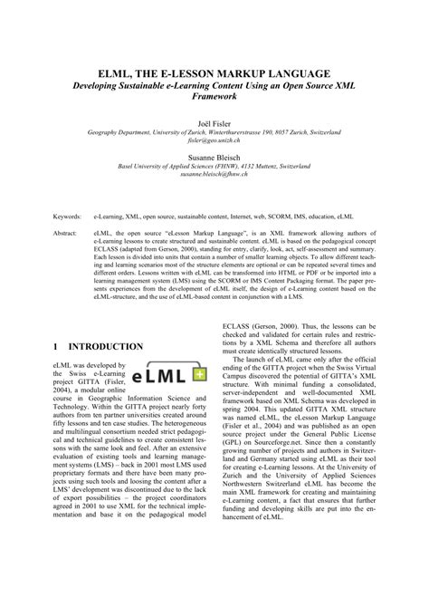 pdf elml the e lesson markup language developing sustainable e