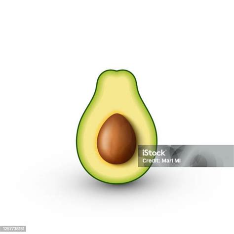 건강한 식사를위한 현실적인 아보카도 구덩이와 반 아보카도로 잘라 래스터 3d 일러스트레이션 건강한 생활방식에 대한 스톡 벡터 아트 및 기타 이미지 Istock