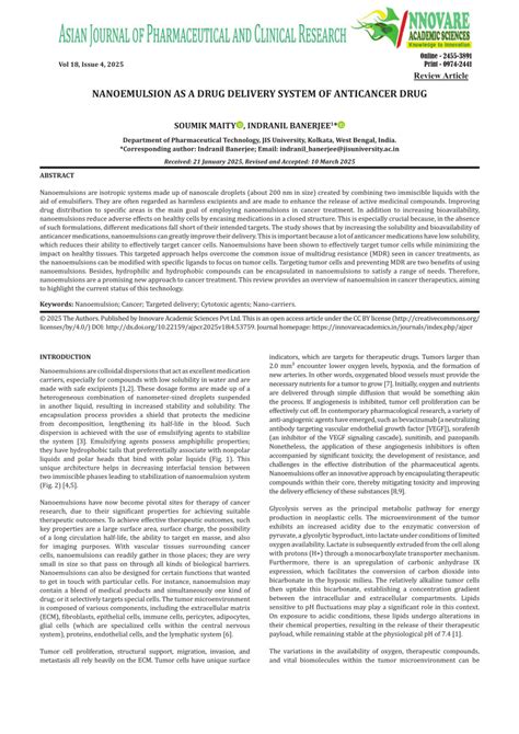 Pdf Nanoemulsion As A Drug Delivery System Of Anticancer Drug