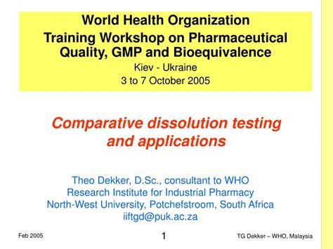 PPT Comparative Dissolution Testing And Applications PowerPoint Presentation ID