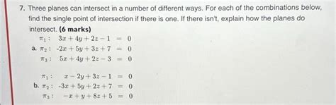 solved 7 three planes can intersect in a number of