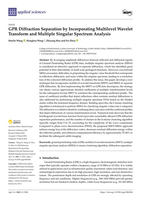 Pdf Gpr Diffraction Separation By Incorporating Multilevel Wavelet Transform And Multiple
