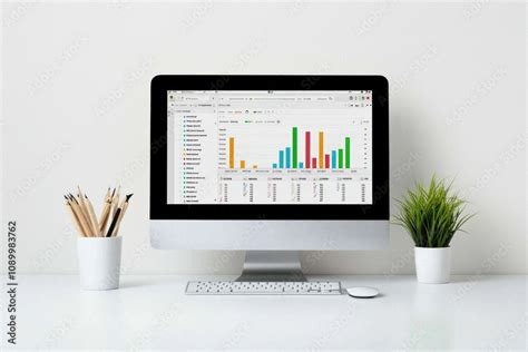 data analysis dashboard display home office technology visualization