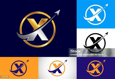 화살표와 통합 된 초기 X 모노그램 알파벳 기호 디자인 재무 또는 성공 로고 개념 글꼴 엠블럼 회계 비즈니스 및 회사 Id를 위한 로고 개념에 대한 스톡 벡터 아트 및 기타