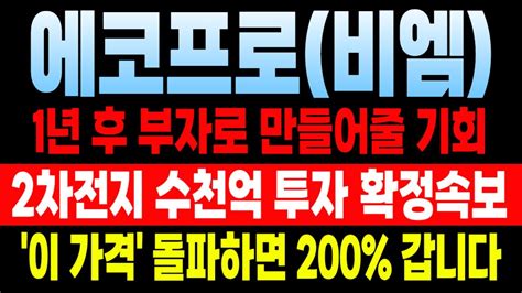 에코프로 에코프로비엠 10분전 충격속보 2차전지 수천억 투자 확정속보 이 가격 돌파하면 주가 200 상승 시작됩니다