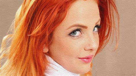 Redhead Woman Portrait Smiling Artwork Girls Hd Wallpaper