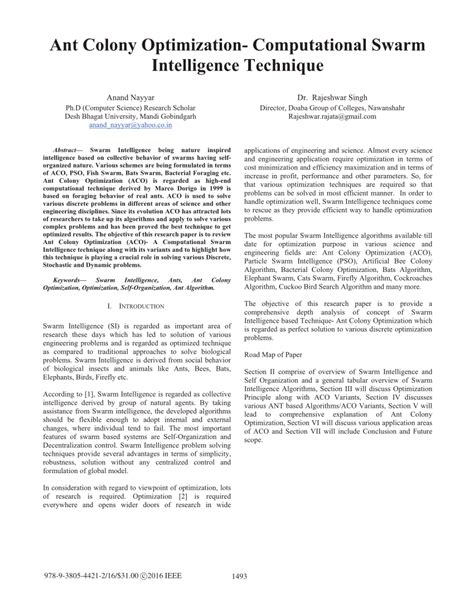 pdf ant colony optimization — computational swarm intelligence technique