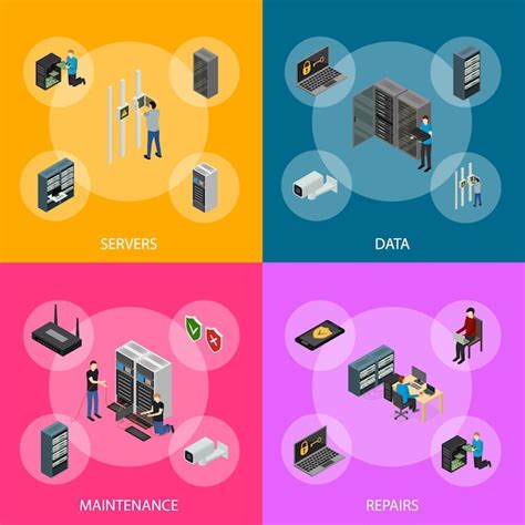 Premium Vector Server Hardware Banner Set Isometric View Vector Illustration Of Icon