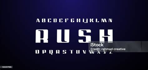 추상 디지털 현대 알파벳 글꼴입니다 타이포그래피 기술 일렉트로닉 댄스 뮤직 미래 창조적 인 글꼴 벡터 일러스트 Dj에 대한 스톡 벡터 아트 및 기타 이미지 Istock