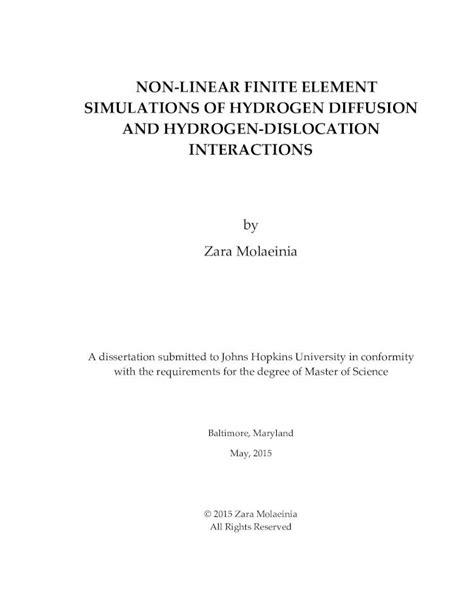 Pdf Non Linear Finite Element Simulations Of Hydrogen · 2020 5 20