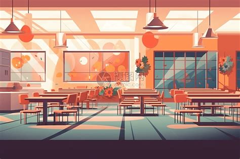 小学自助餐厅配有午餐托盘插画图片下载 正版图片600037061 摄图网