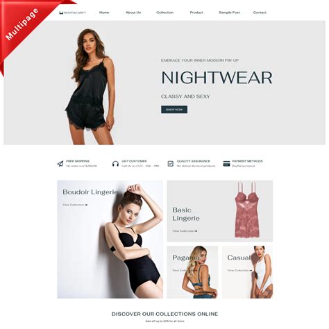 Nightwearify Premium Multipage Lingerie Shopify Template Ecomify