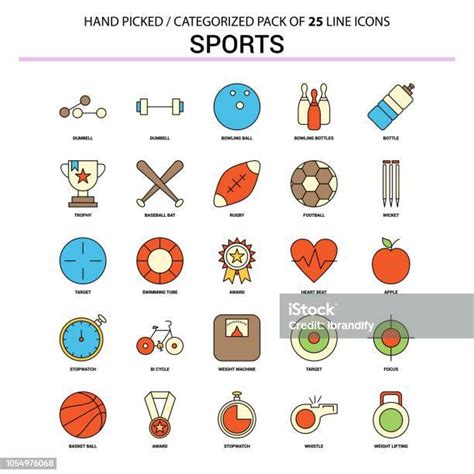 스포츠 플랫 라인 아이콘으로 설정비즈니스 개념 아이콘 디자인 0명에 대한 스톡 벡터 아트 및 기타 이미지 0명 공 스포츠 장비 럭비 스포츠 Istock