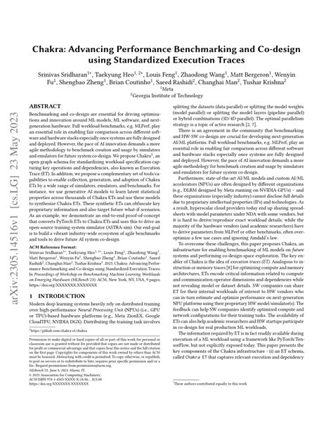 Pdf Chakra Advancing Performance Benchmarking And Co Design Using